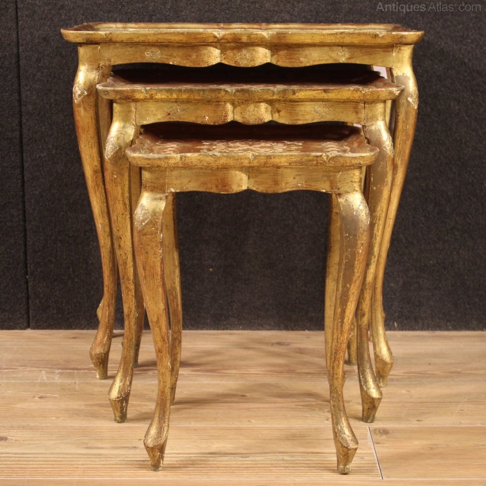 Antiques Atlas - Triptych Florentine Coffee Tables In Gilded Wood