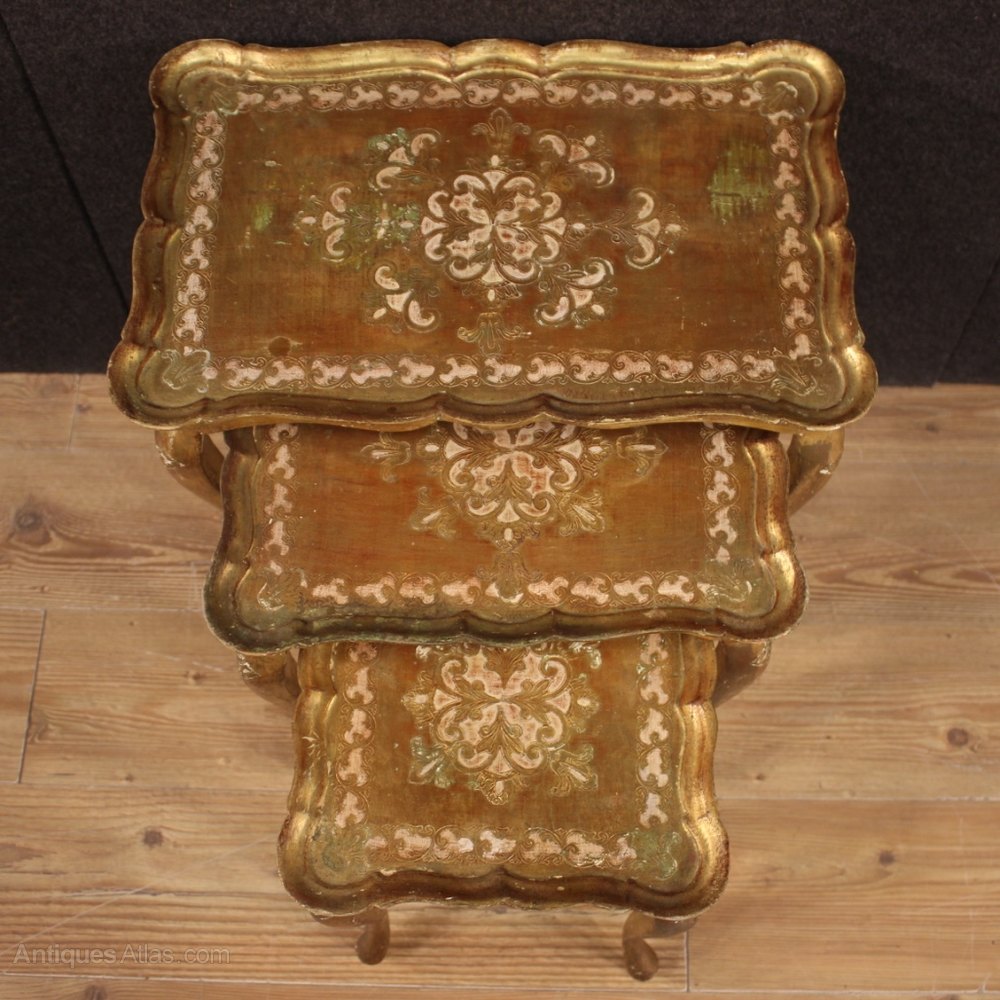 Antiques Atlas - Triptych Florentine Coffee Tables In Gilded Wood