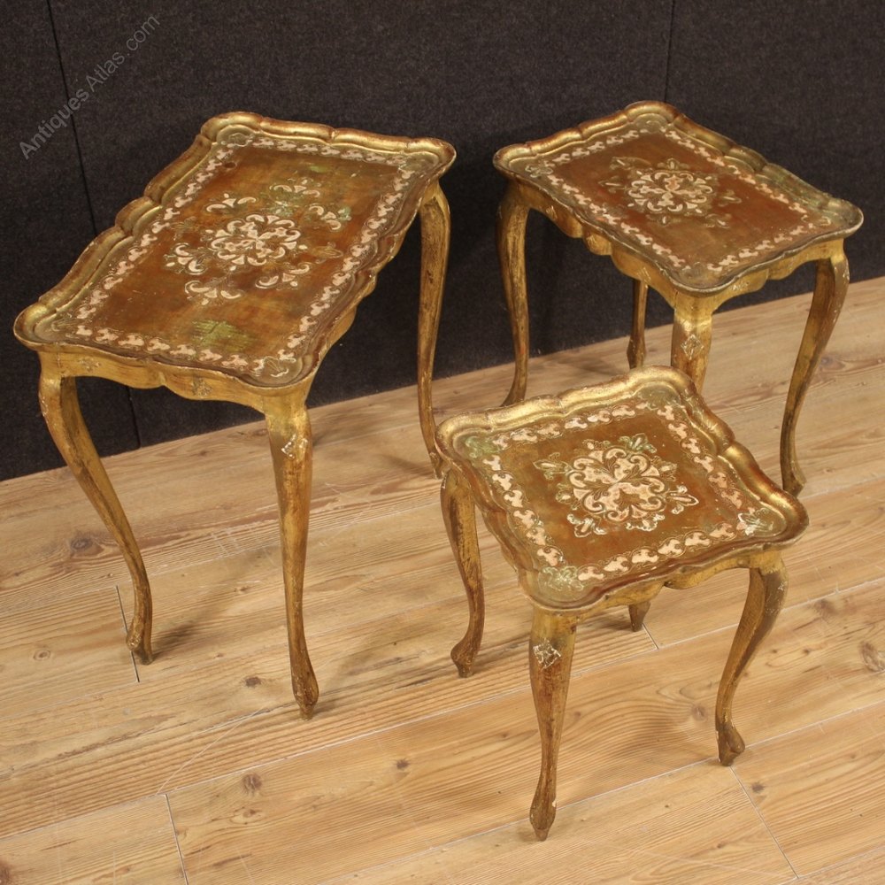 Antiques Atlas - Triptych Florentine Coffee Tables In Gilded Wood