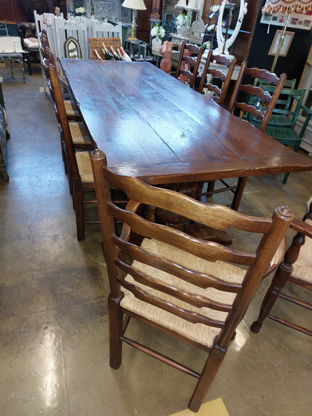Antiques Atlas - Period Style Oak Refectory Table And 8 Chairs