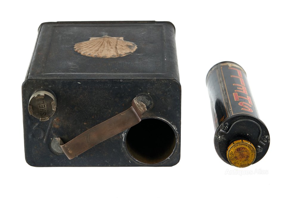 Antiques Atlas - Rare Vintage Shell 2 Gallon Petrol Can With Inset Cylinder