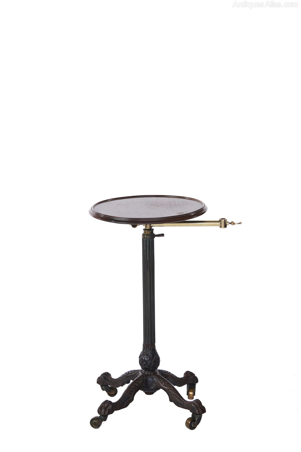 Victorian Brass & Iron Telescopic Circular Oak Top Lectern - Antiques Atlas