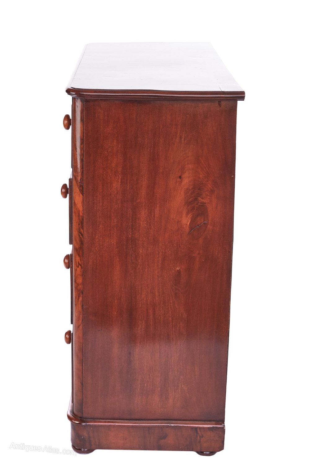 Victorian Walnut 5 Drawer Round Corner Chest - Antiques Atlas