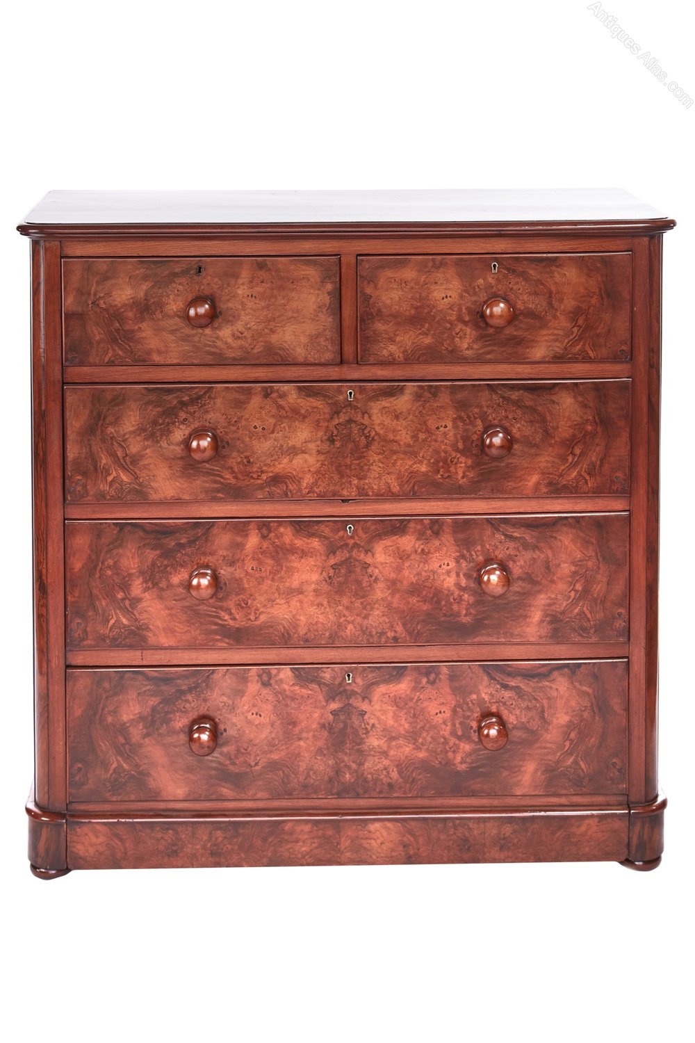 Victorian Walnut 5 Drawer Round Corner Chest - Antiques Atlas