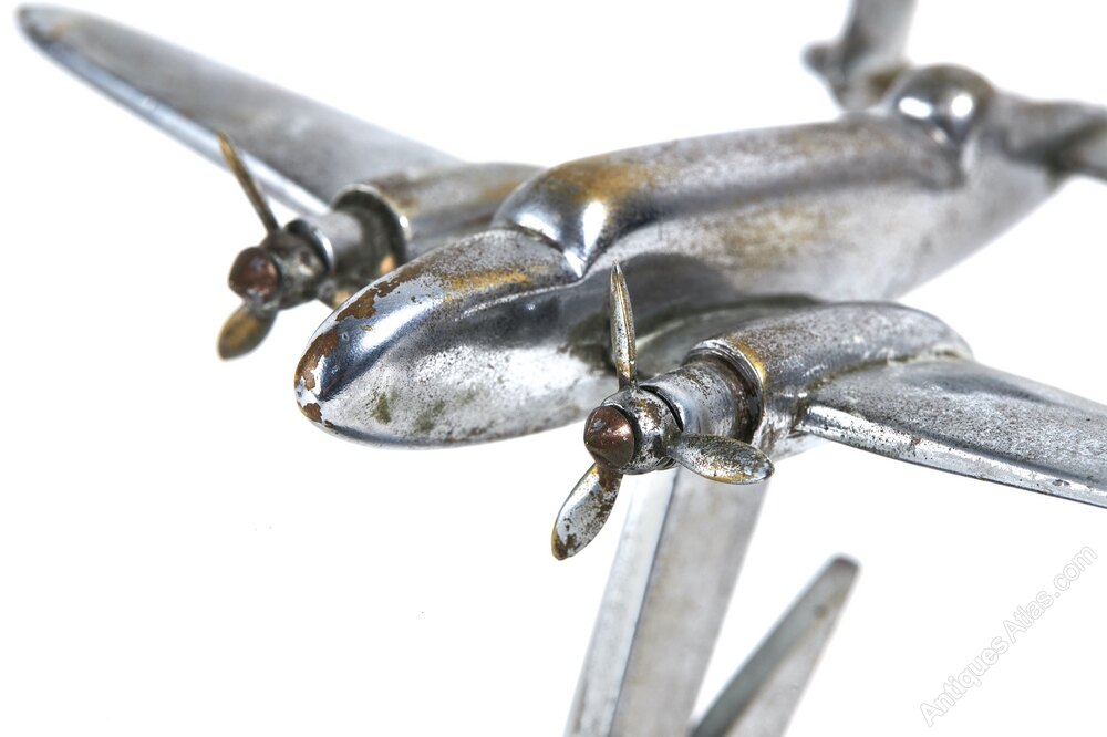 Antiques Atlas - Vintage Chrome Model Of WW11 Bomber Airplane On Stand