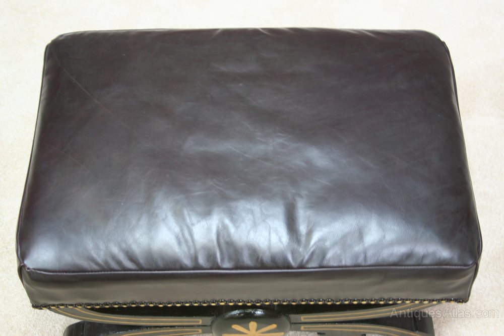 A Georgian Leather Topped X Frame Stool - Antiques Atlas