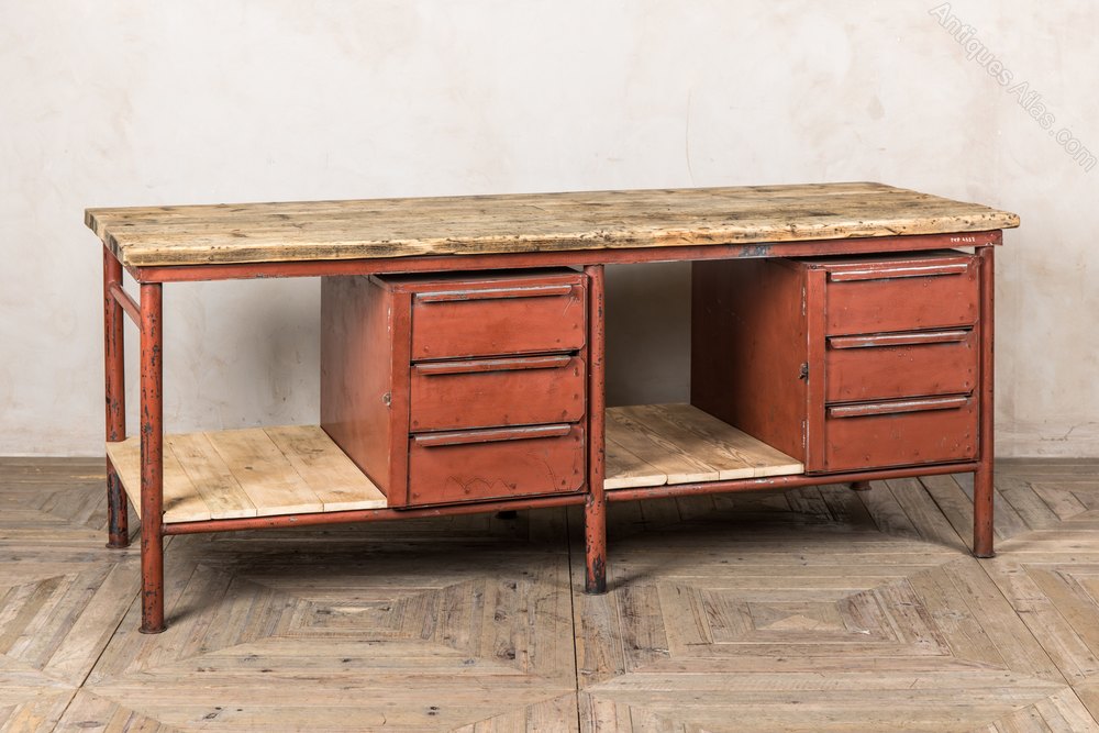 Antiques Atlas - Industrial Metal Sideboard With Wooden Top