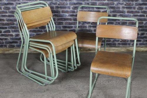 Antiques Atlas - Pale Green Stacking Chair Vintage Restuarant Chair