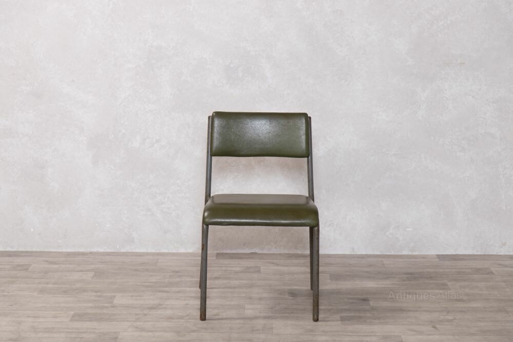 Antiques Atlas - Set Of 8 Vintage 1950s Dark Green Stacking Chairs ...