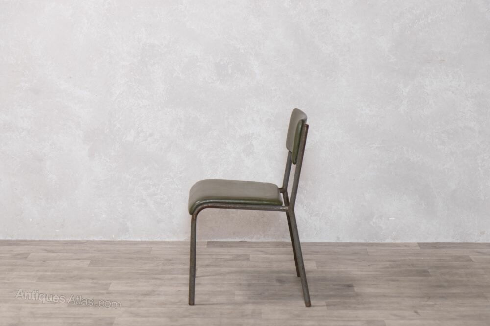 Antiques Atlas - Set Of 8 Vintage 1950s Dark Green Stacking Chairs ...