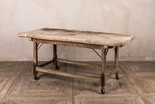 Vintage Butchers Block Table With Oak Base - Antiques Atlas