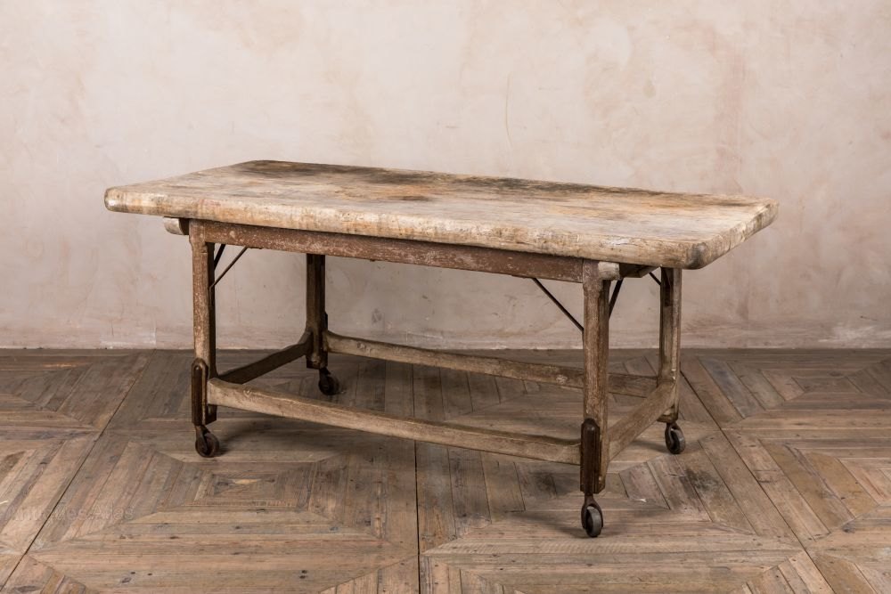 Vintage Butchers Block Table With Oak Base - Antiques Atlas