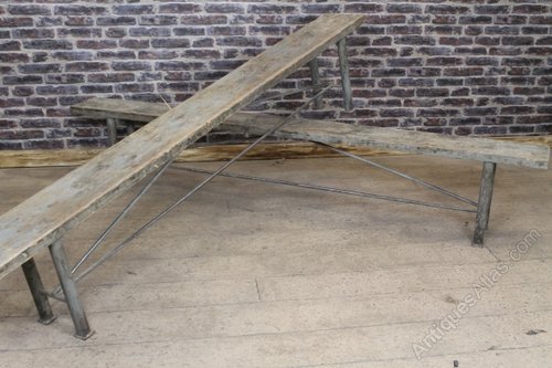 Antiques Atlas - Vintage Industrial Benches 1950s Polish Army Bench