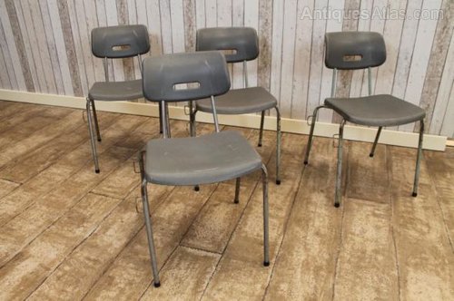 Antiques Atlas - Vintage Retro Grey Plastic Stacking Chairs