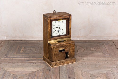 Antiques Atlas - Vintage Wooden Factory Time Recorder as175a2658 / 02888