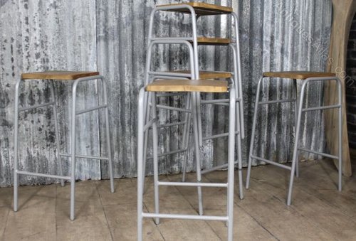 Antiques Atlas - Vintage Lab Stools With A Grey Frame