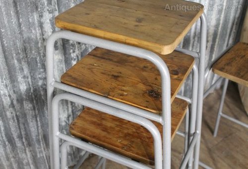 Antiques Atlas - Vintage Lab Stools With A Grey Frame