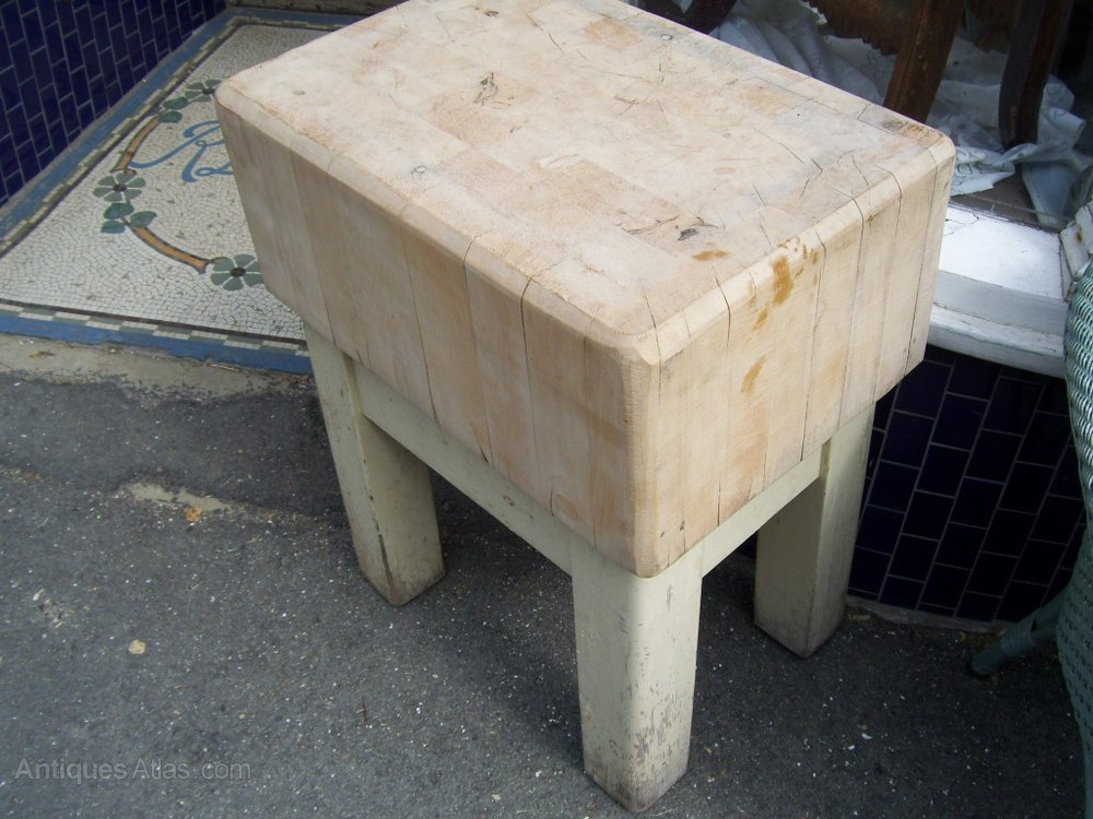 Antique Butcher's Chopping Block On Stand - Antiques Atlas