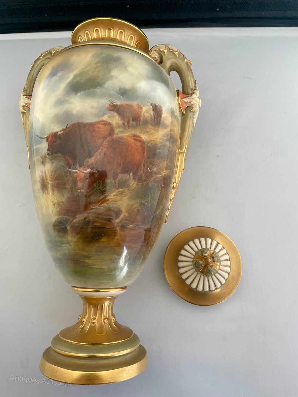 Antiques Atlas - Royal Worcester Cattle Vase Signed John Stinton as805a122