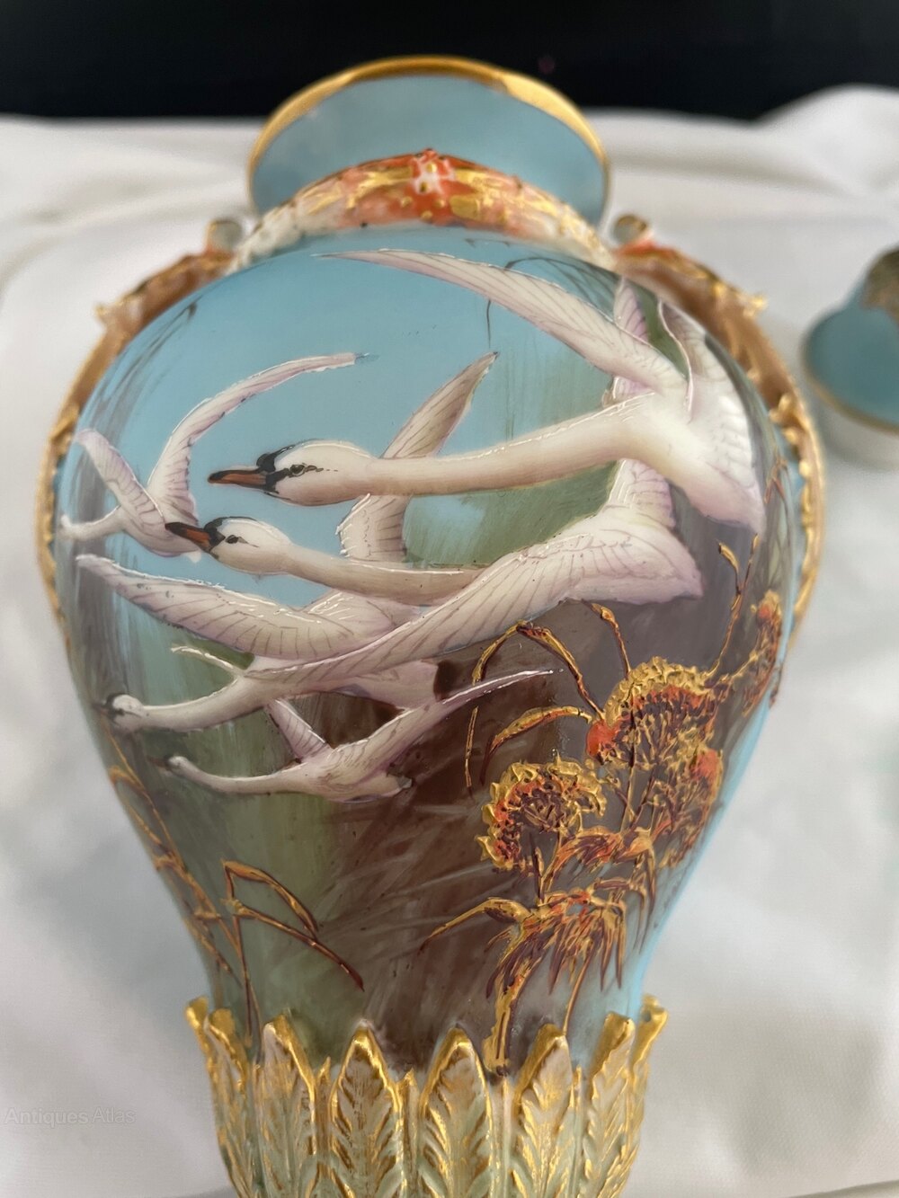 Antiques Atlas - Royal Worcester Swans Vase Signed C Baldwyn