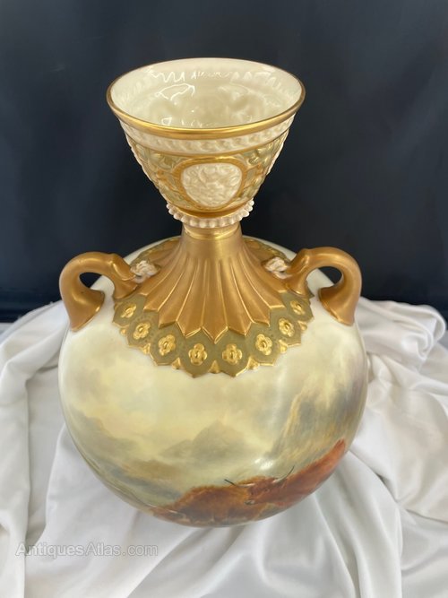 Antiques Atlas - Royal Worcester Cattle Vase Signed John Stinton
