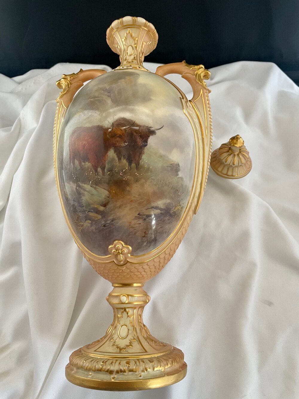 Antiques Atlas - Royal Worcester Cattle Vase Signed John Stinton