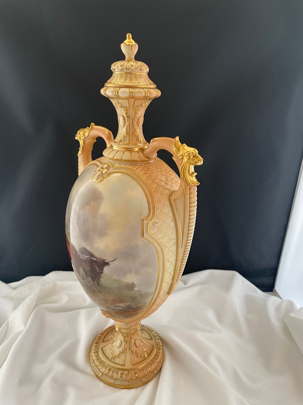 Antiques Atlas - Royal Worcester Cattle Vase Signed John Stinton