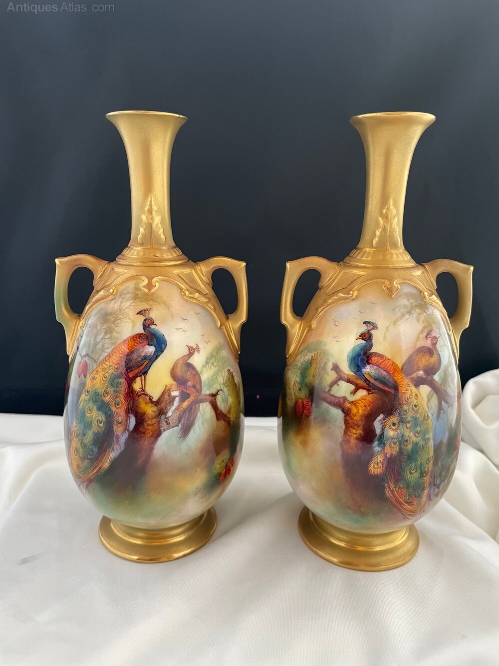 Antiques Atlas - Royal Worcester Pair Of Vases Signed Bray