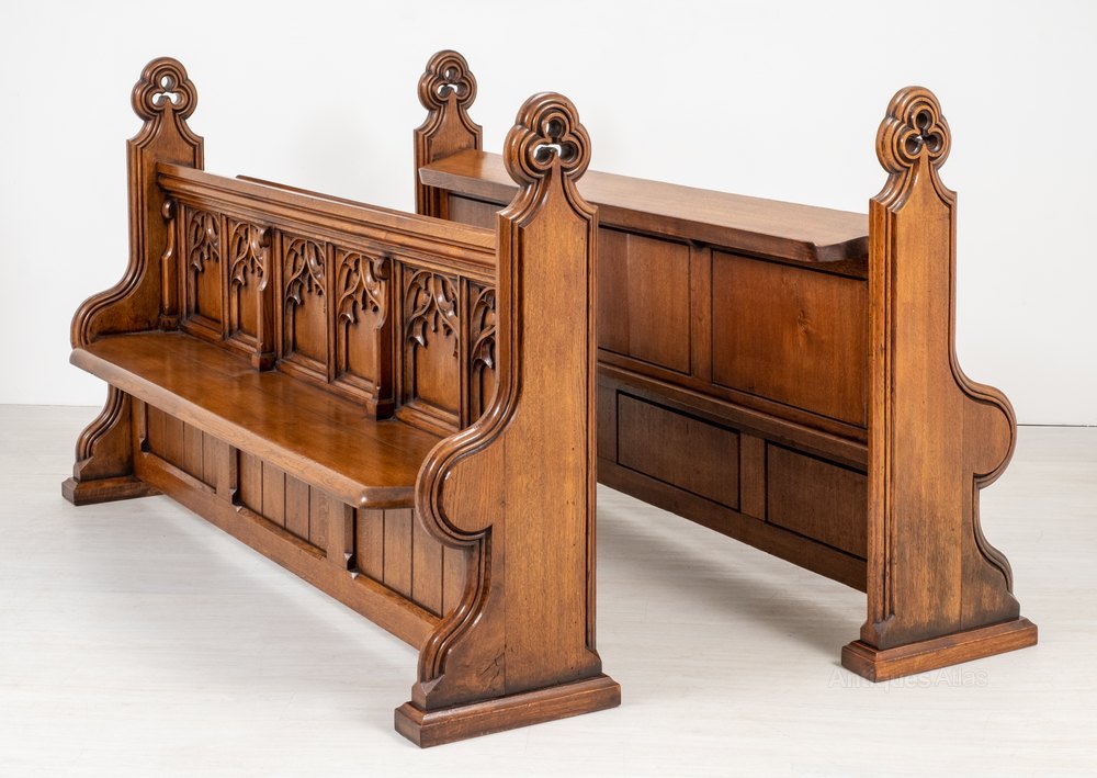 Pair Of Victorian Carved Oak Pews - Antiques Atlas