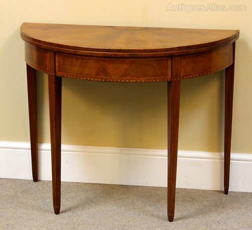 19thc. Fruitwood & Mahogany Demi Lune Card Table as417a2679 / 6542 ...