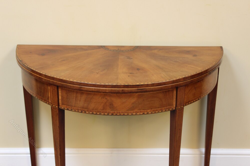 19thc. Fruitwood & Mahogany Demi Lune Card Table as417a2679 / 6542 ...