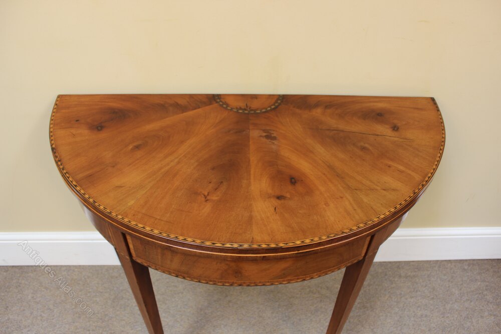 19thc. Fruitwood & Mahogany Demi Lune Card Table as417a2679 / 6542 ...