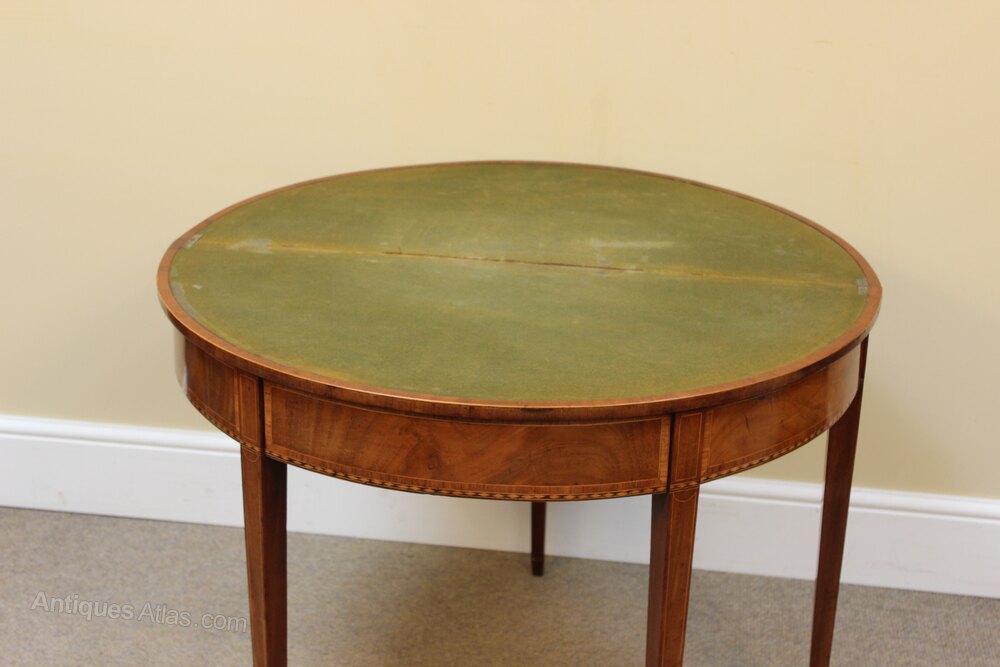 19thc. Fruitwood & Mahogany Demi Lune Card Table as417a2679 / 6542 ...