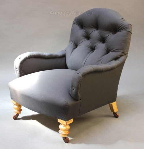 19thc Howard Design Button Back Armchair as417a829 / 3729 - Antiques Atlas
