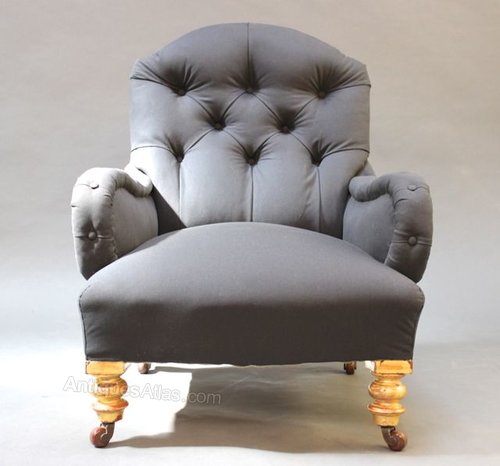 19thc Howard Design Button Back Armchair as417a829 / 3729 - Antiques Atlas
