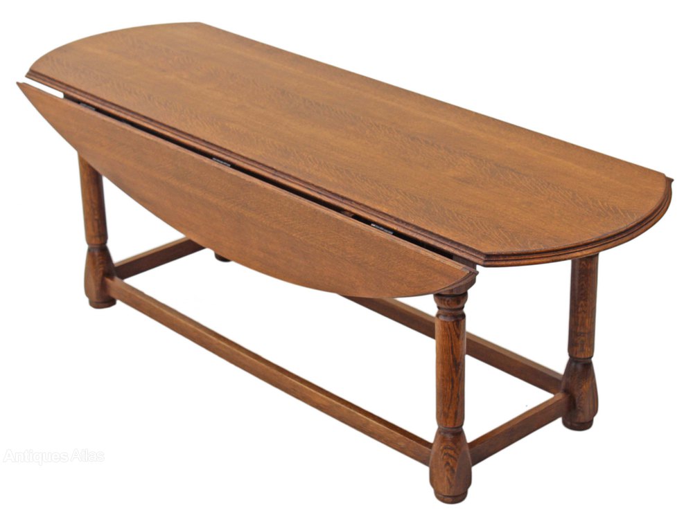 Oak Drop Leaf Coffee Side Occasional Table Wake - Antiques Atlas