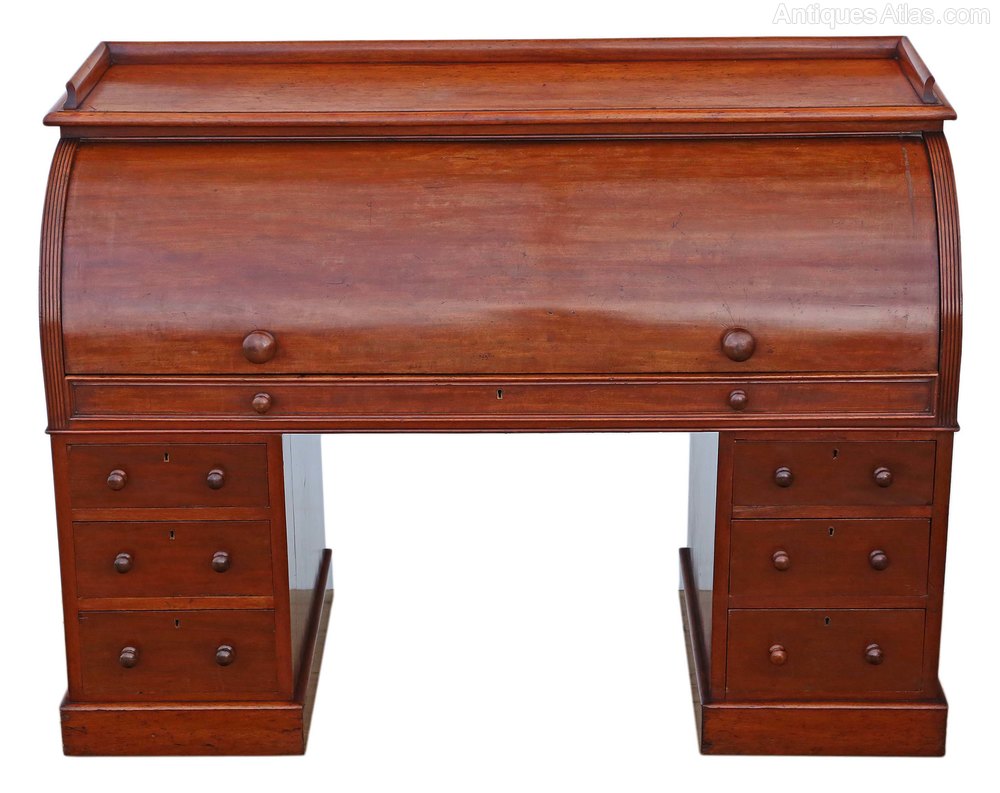 Victorian Mahogany Cylinder Bureau Desk Writing as462a1358 / 4278 ...