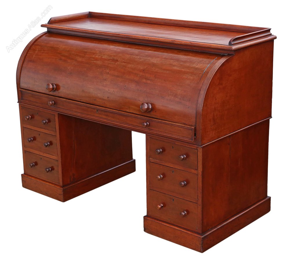 Victorian Mahogany Cylinder Bureau Desk Writing as462a1358 / 4278 ...