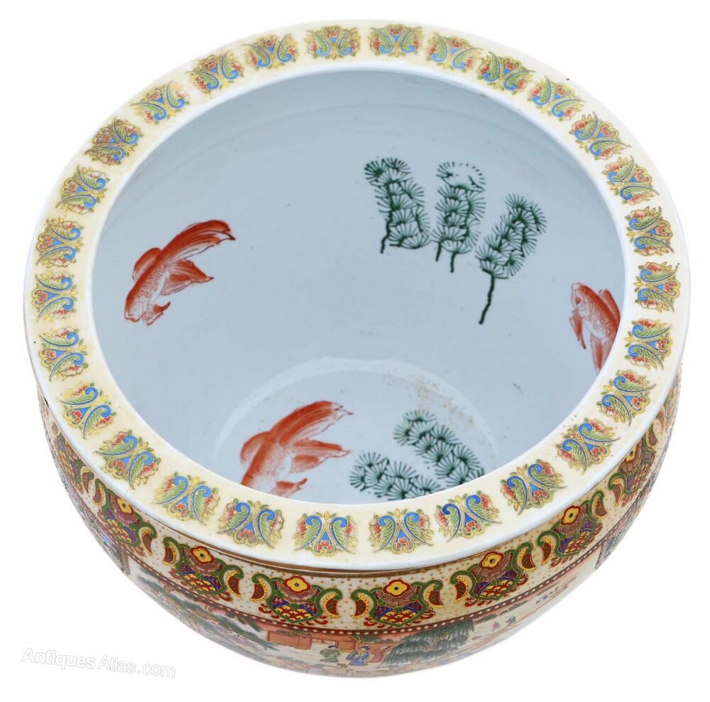 Antiques Atlas - Vintage Chinese Oriental Ceramic Fish Bowl Planter ...
