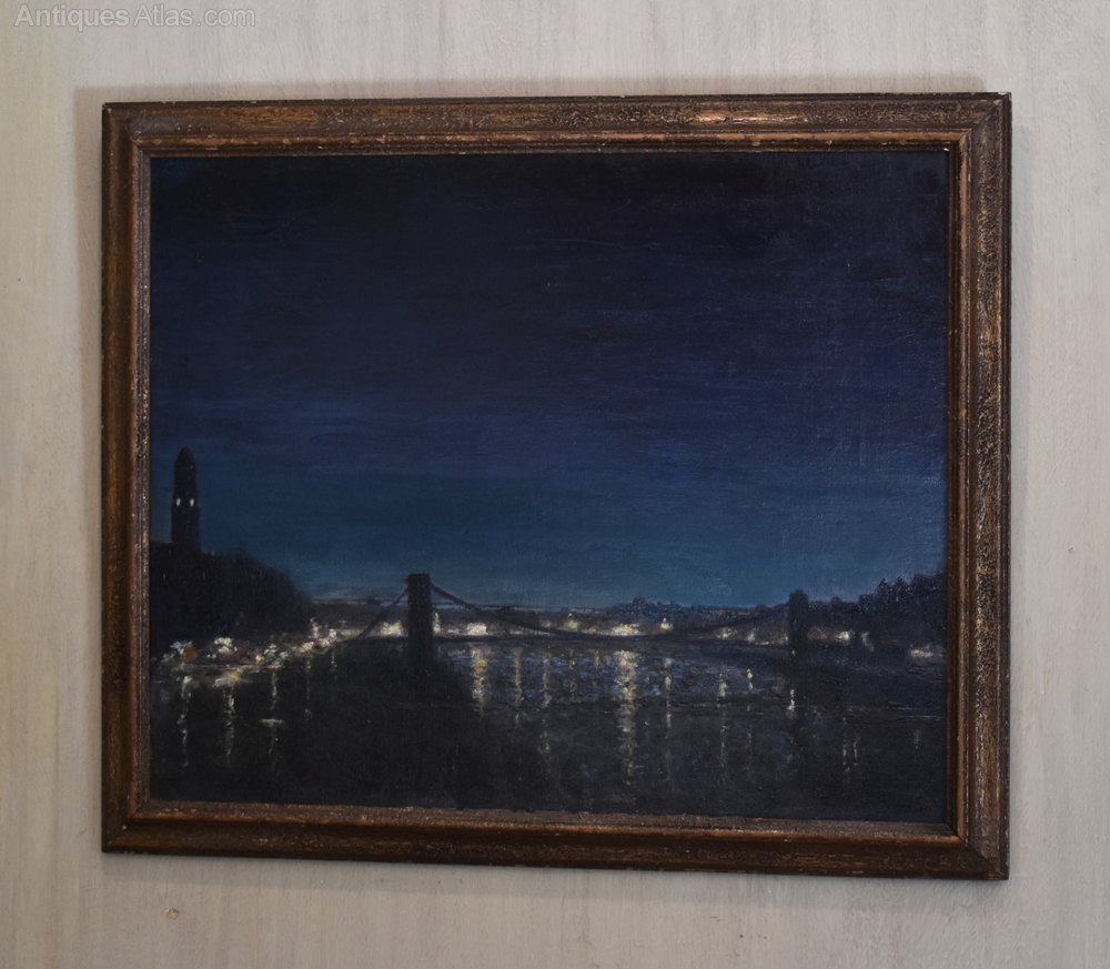 Antiques Atlas - Nocturne Oil Painting Of Glasgow