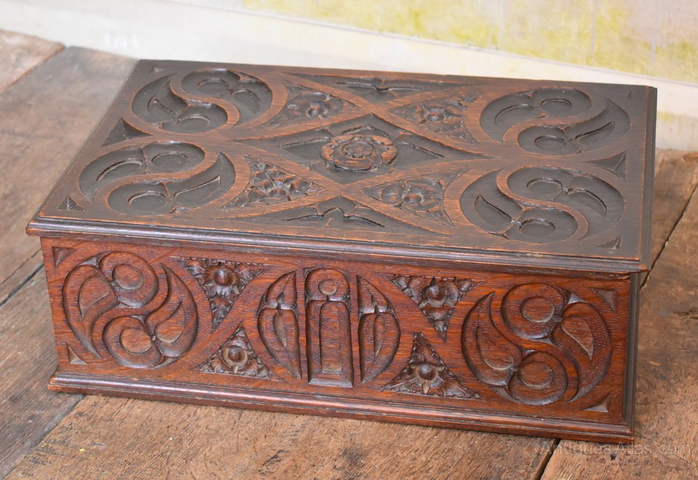 Antiques Atlas - Victorian Gothic Revival Carved Oak Table Box