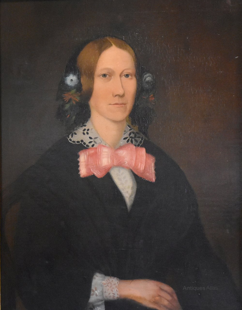 Antiques Atlas - Victorian Naïve Portrait Oil Painting Of A Lady