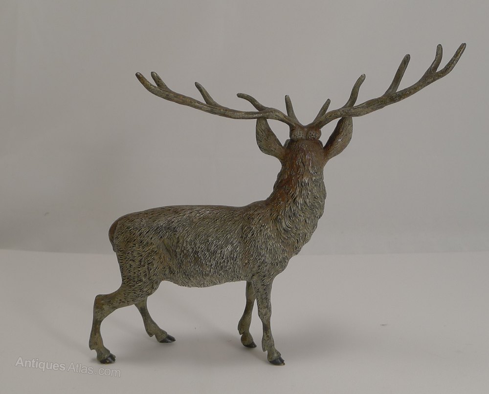 Antiques Atlas - Large Antique Austrian Cold Painted Bronze Stag