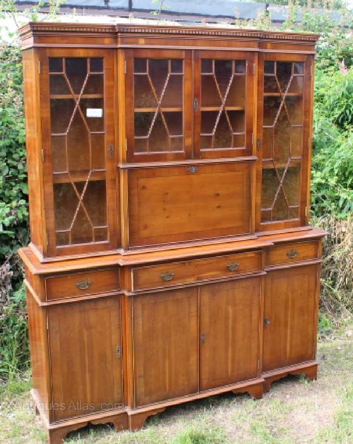Antiques Atlas - 4 Door Breakfront Walnut Cabinet With Glazed Top