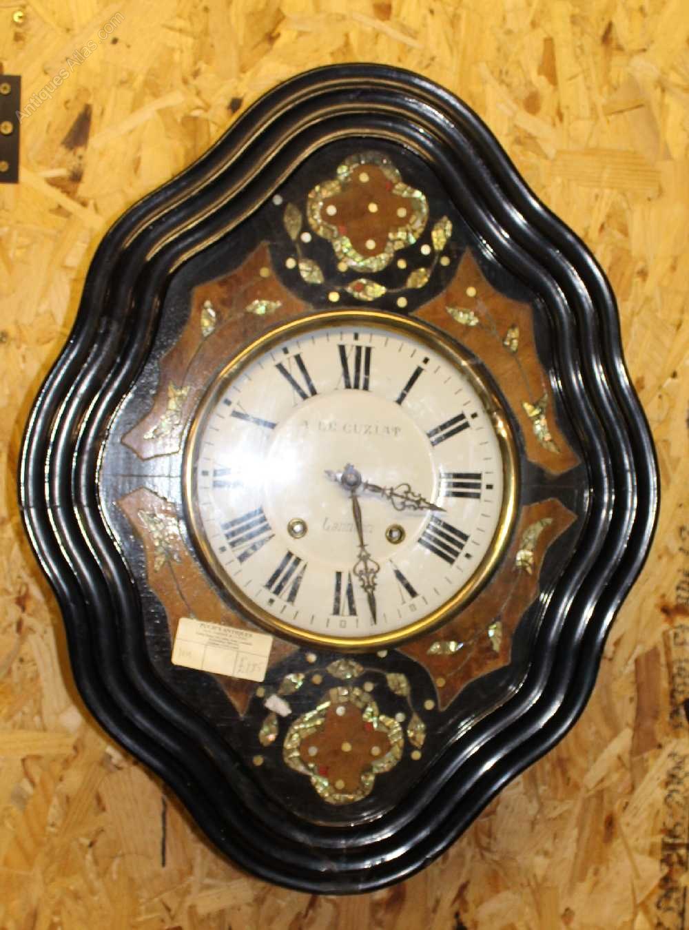 Antiques Atlas - French Mother Of Pearl Mahogany Wall Clock