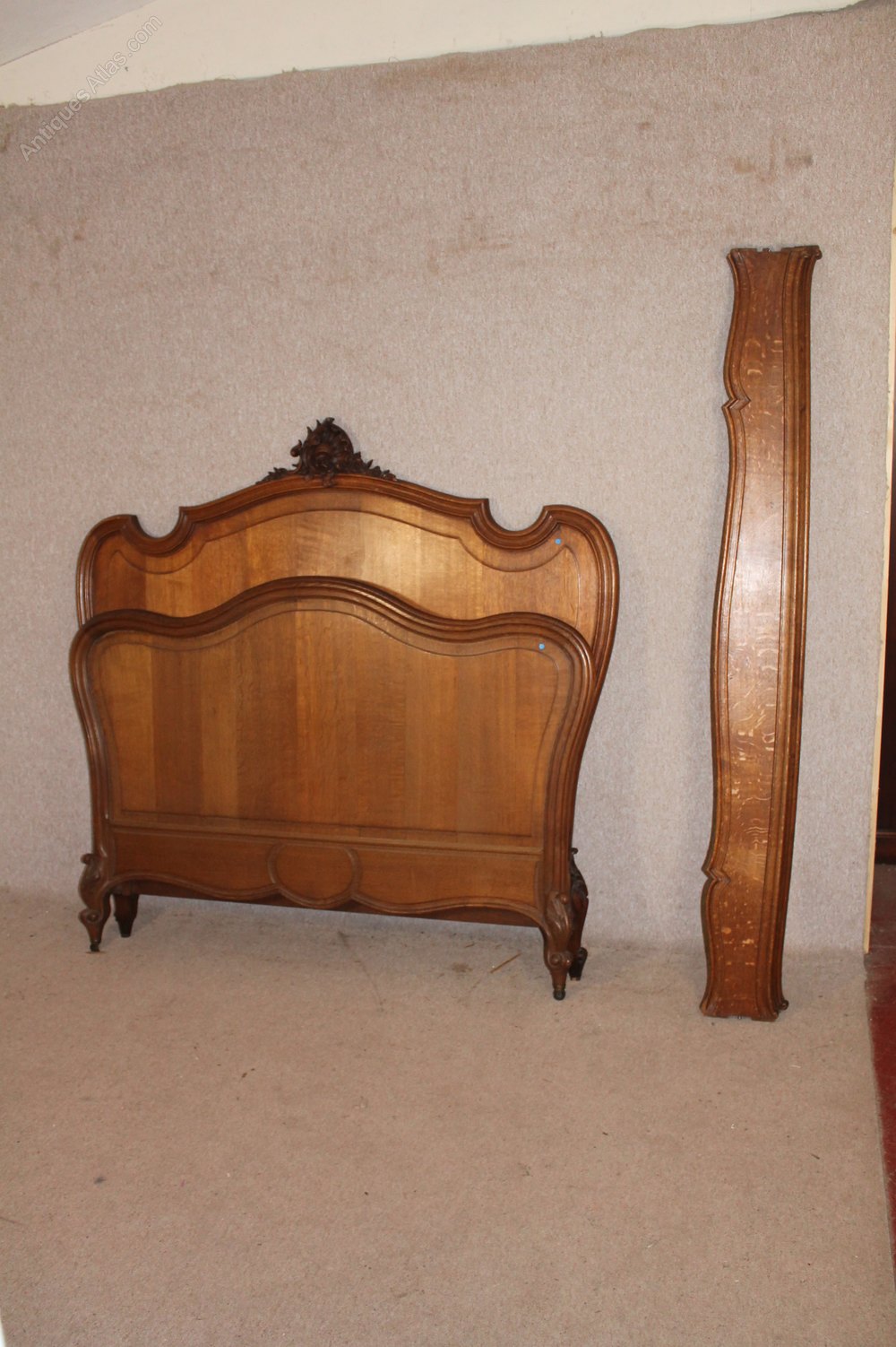 Louis XV Carved Oak Bed Rails Foot And Head Board - Antiques Atlas