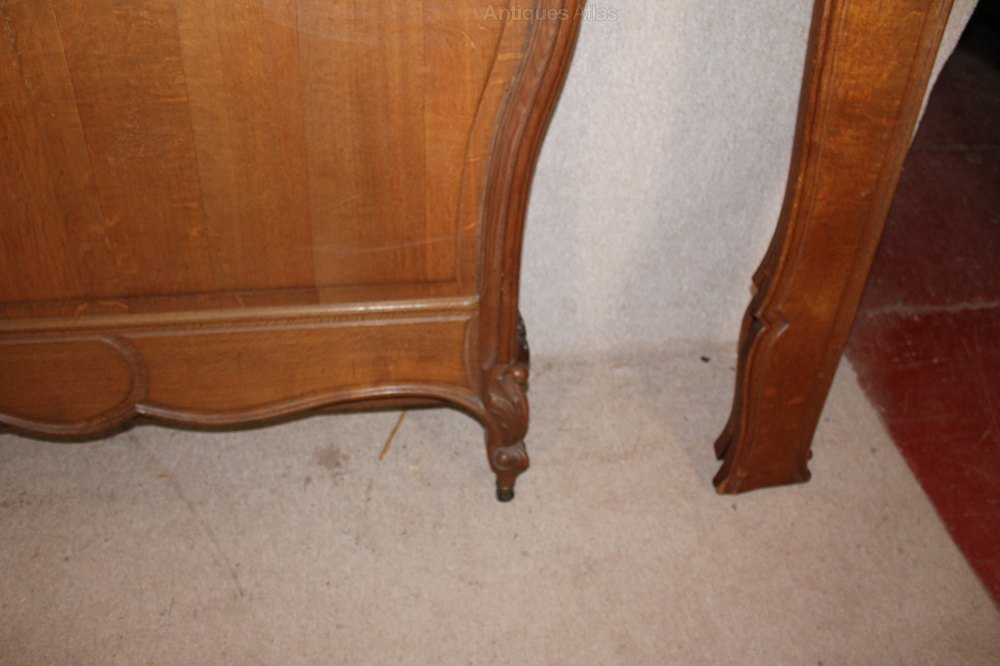 Louis XV Carved Oak Bed Rails Foot And Head Board - Antiques Atlas