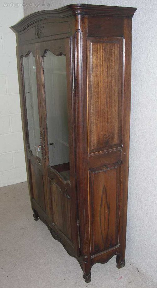 Antiques Atlas - Oak French Rustic Glass Fronted Cabinet