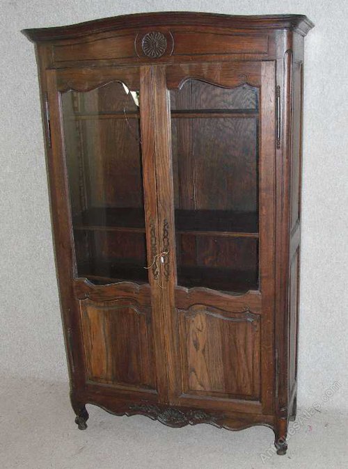 Antiques Atlas - Oak French Rustic Glass Fronted Cabinet