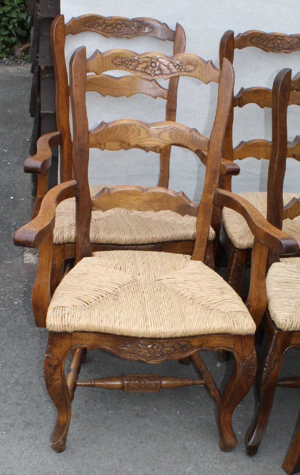 Antiques Atlas - Set 8 Oak Neo Rustic Carved Dining Chairs